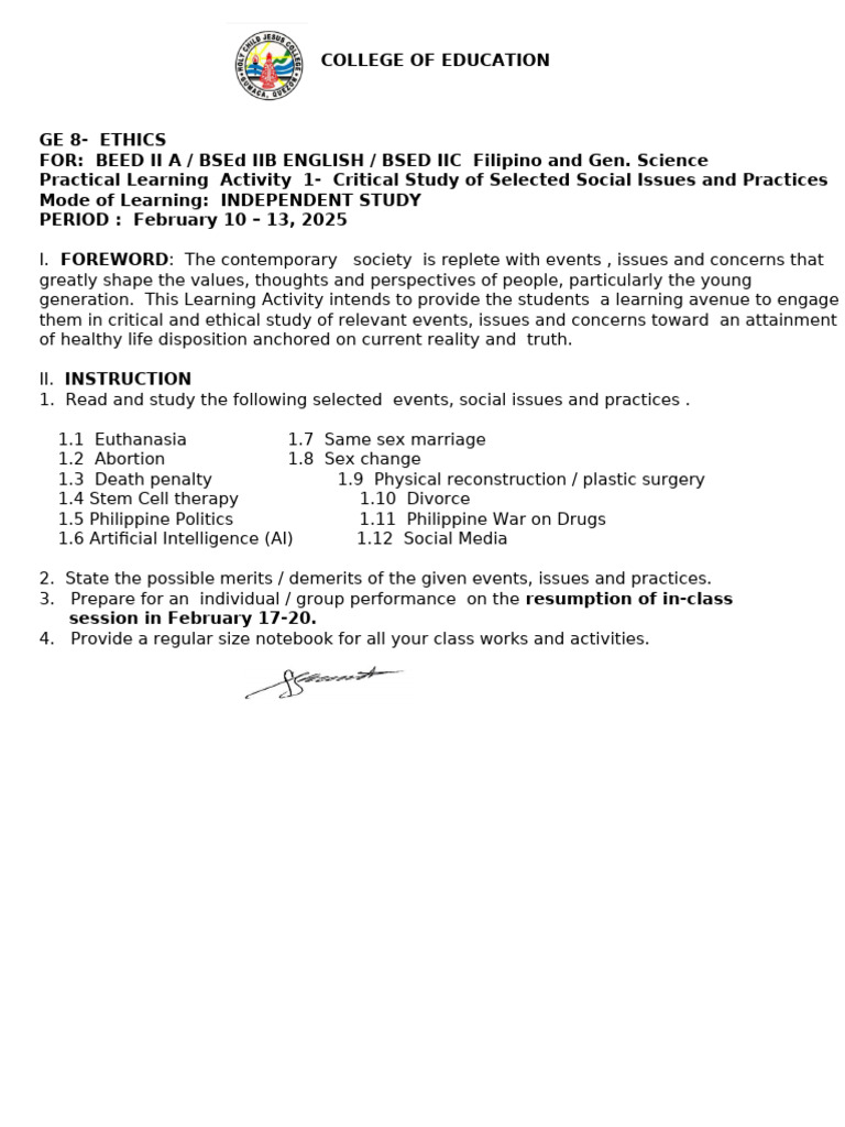 Ge 8 Pla 1 Beed Iia Bsed Iib Eng Bsed Iic Fil Gen. Scie 021025m | PDF