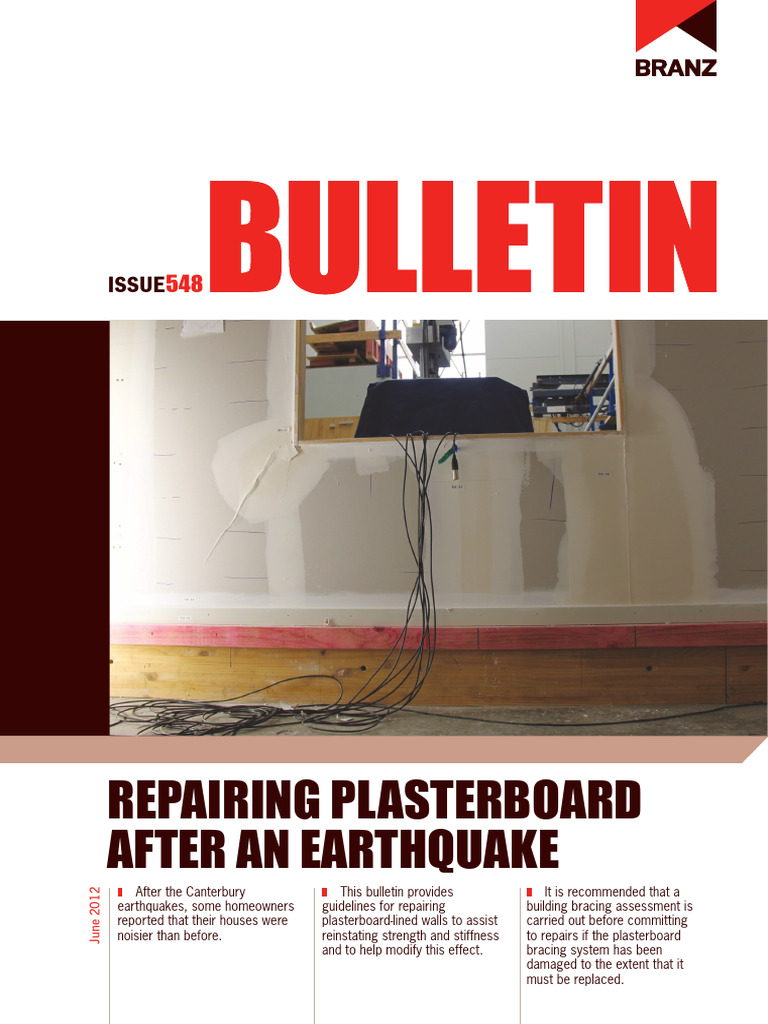 BU548 Repairing plasterboard after an earthquake | PDF | Drywall ...