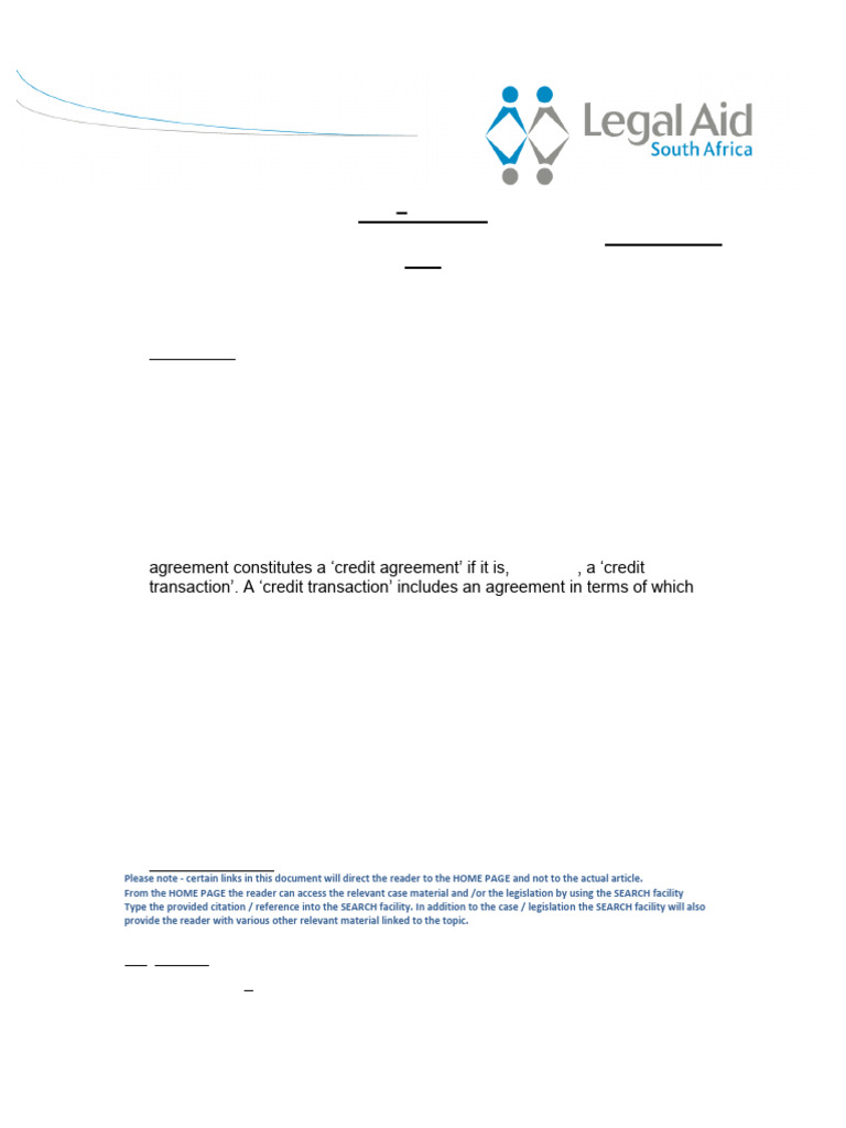 Acknowledgments of Debt and The National Credit Act | PDF | Credit ...