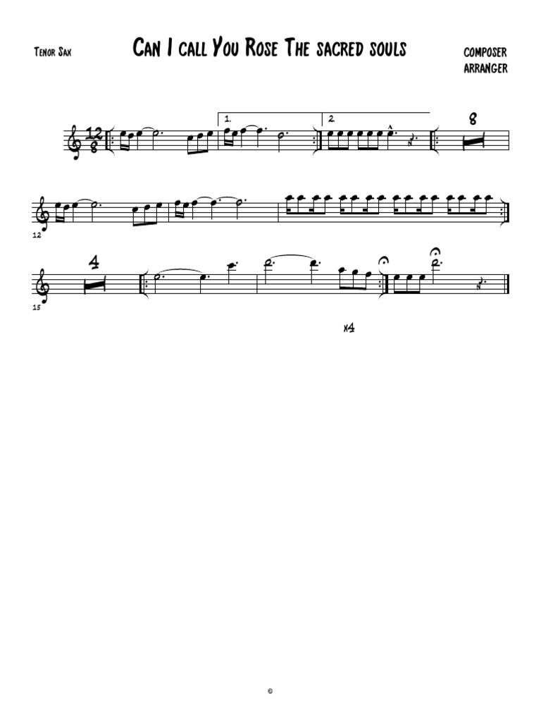 Can I Call You Rose The Sacred Souls - Tenor Sax | PDF
