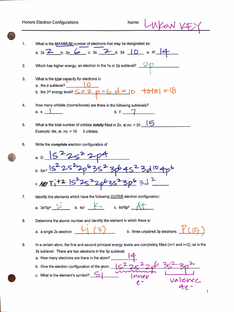 Electron Configuration Practice Guide | PDF | Electron Configuration ...