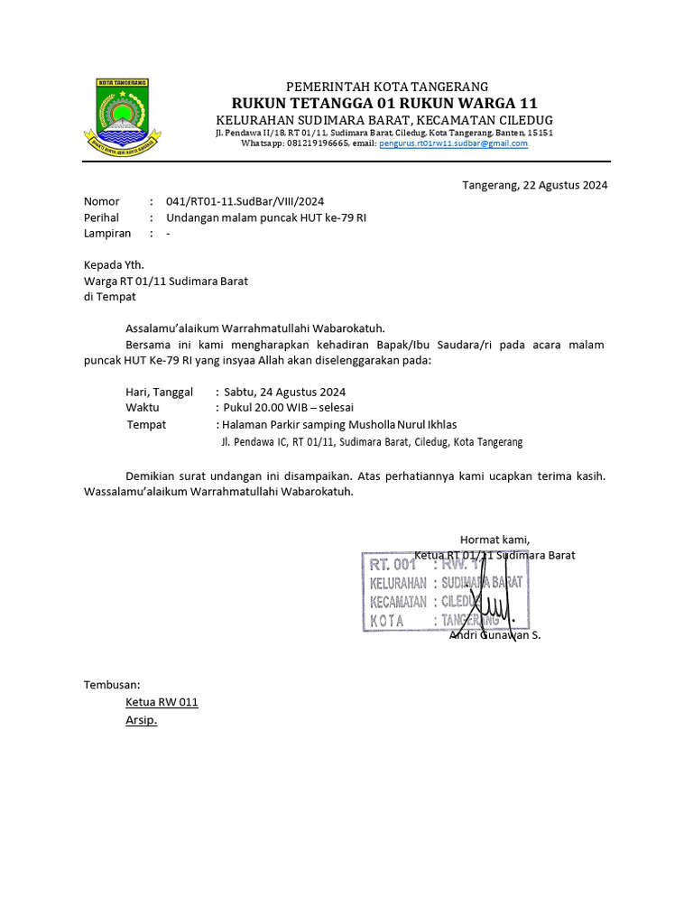 Undangan Malam Puncak 17 Agustus | PDF