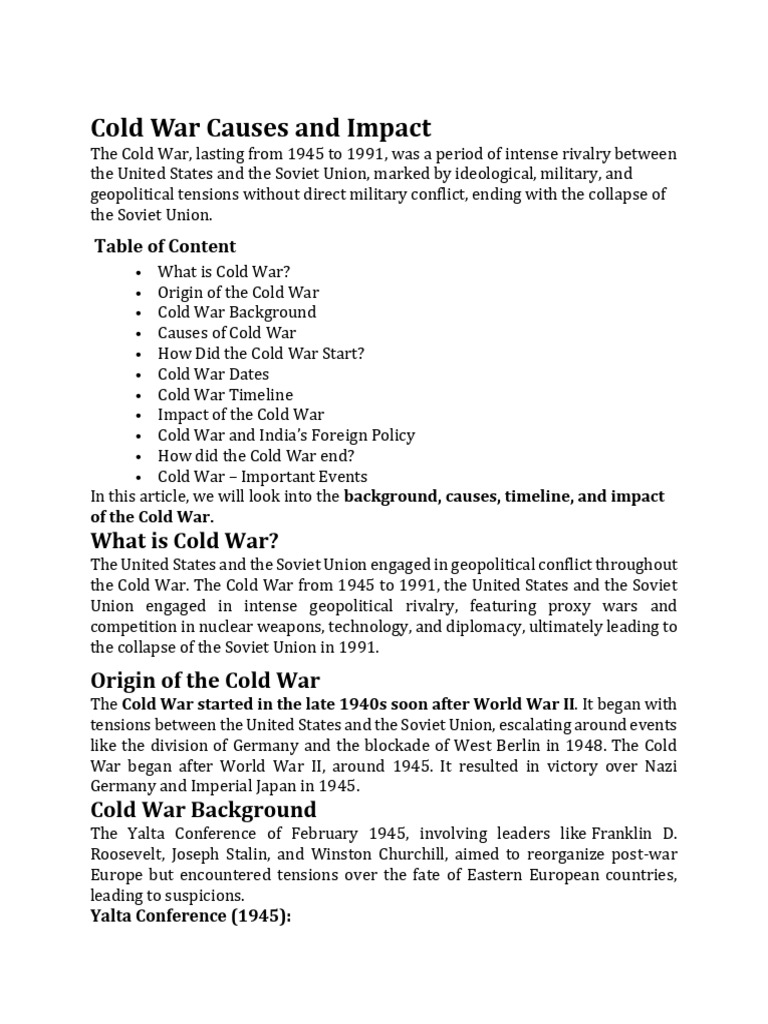 Cold War Causes and Impact | PDF | Cold War | Soviet Union