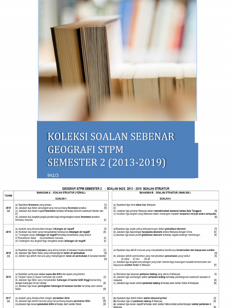 Soalan Sebenar Geo P2 2013 - 2019 | PDF