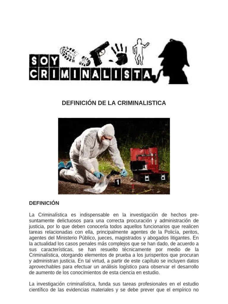 Definición de La Criminalistica | PDF | Ciencia forense | Huella dactilar