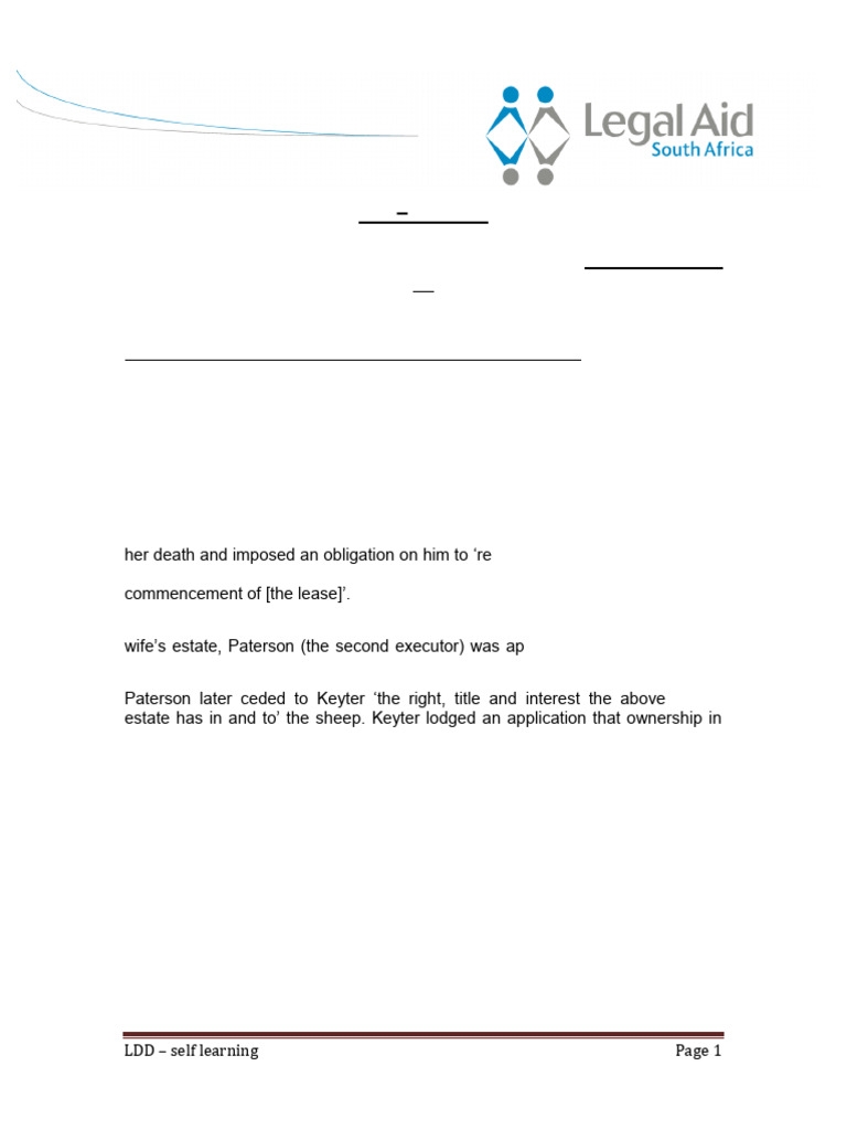 Administration of Estates - Cession of A Right of The Estate | PDF ...