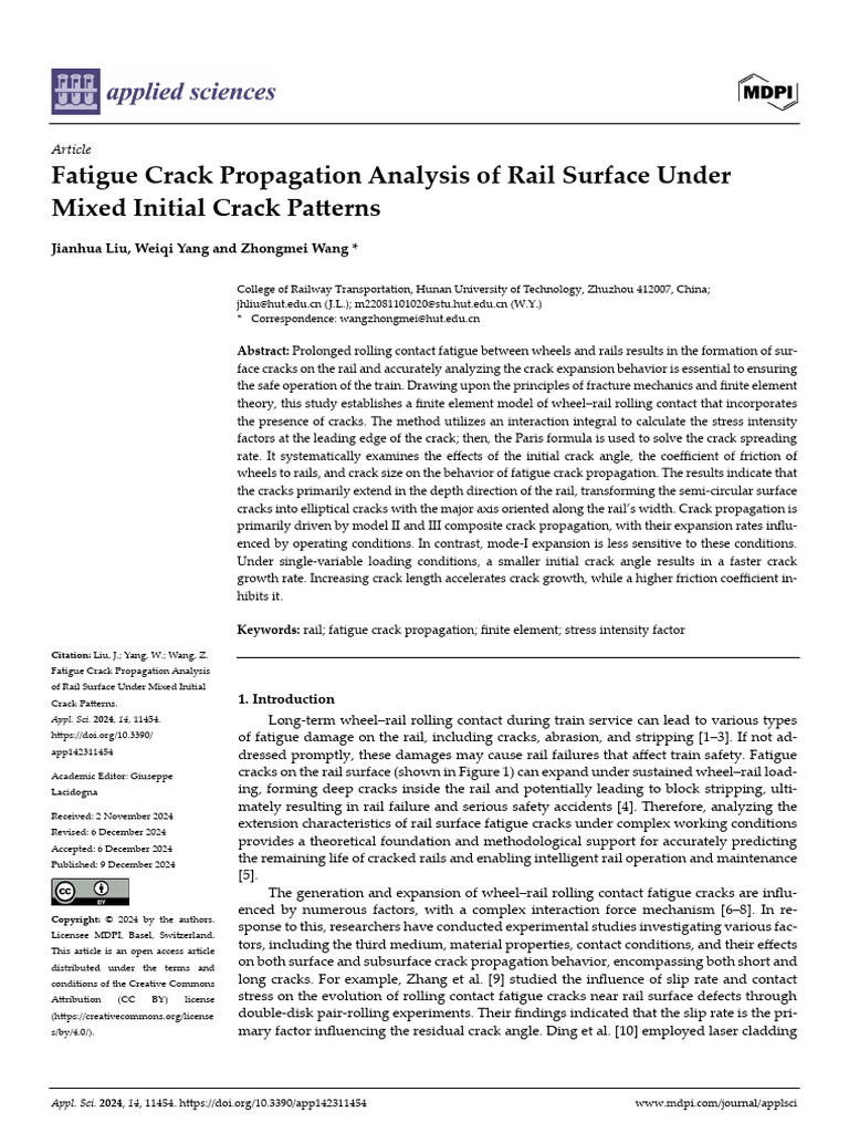 Rail Fatigue Crack Propagation Analysis | PDF | Fracture | Fracture ...