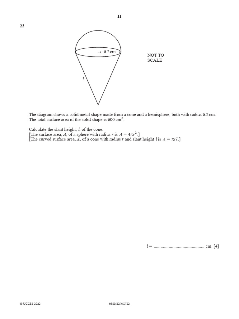 Igcse Math Geometry Questions Pdf Area Sphere