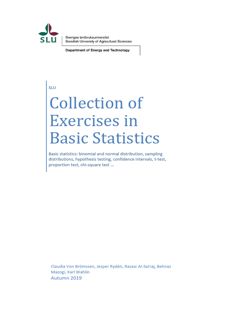 Collection of Exercises - Basic Statistics | PDF | Statistics | Student ...