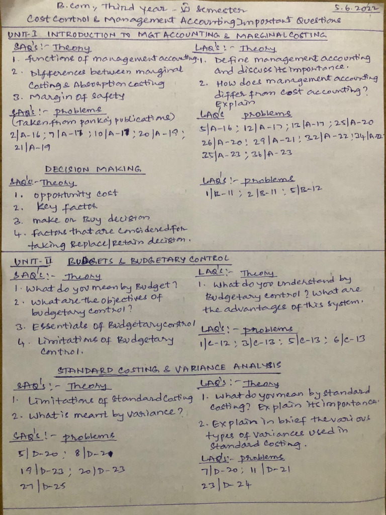 Third Year 6 TH Sem CCMA Important Questions | PDF