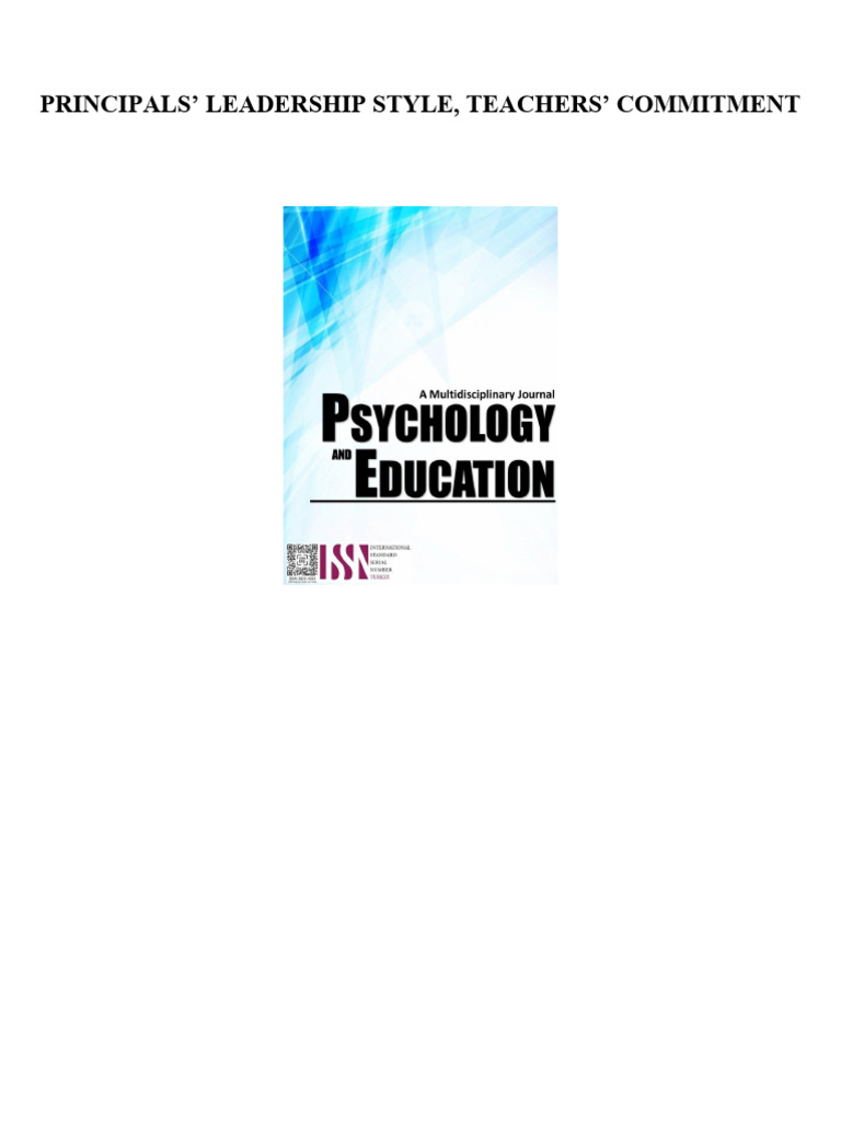 Principals' Leadership Style, Teachers' Commitment and Performance Among Secondary Schools | PDF ...