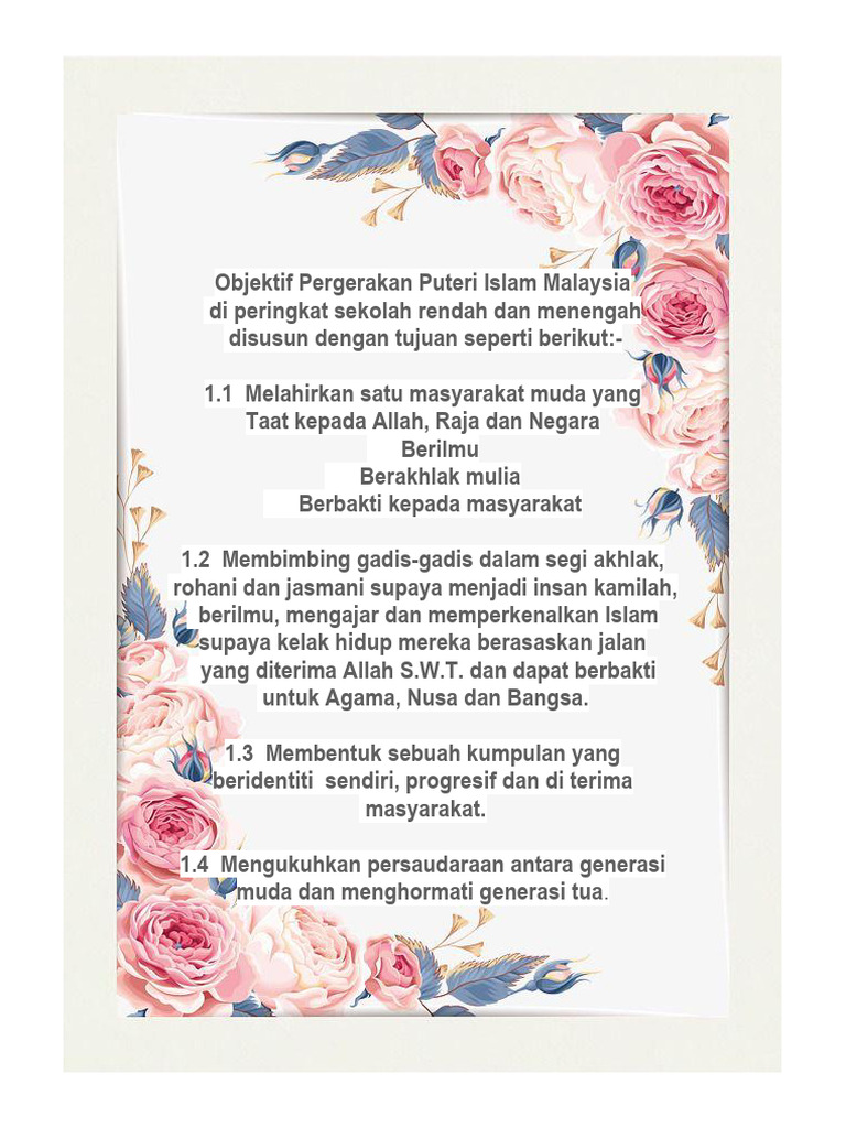 Objektif Pergerakan Puteri Islam Malaysia | PDF