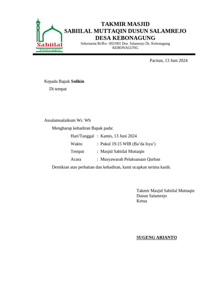 contoh undangan | PDF