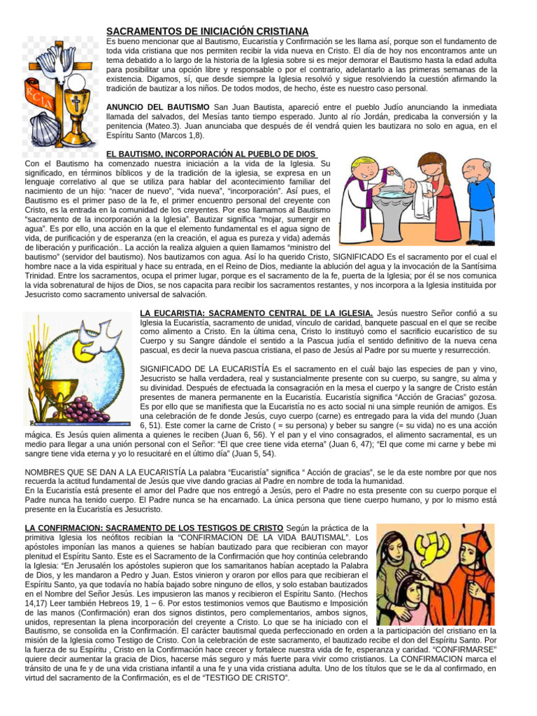 Sacramentos de Iniciación Cristiana | PDF | eucaristía | Confirmación