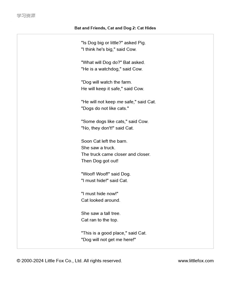 17.bat and Friends, Cat and Dog 2 - Cat Hides - Little Fox | PDF