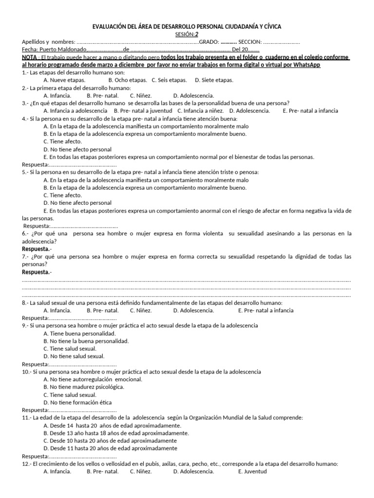 EVAL 2 5to DPCC-importancia y La Finalidad | PDF | Adolescencia | Adultos