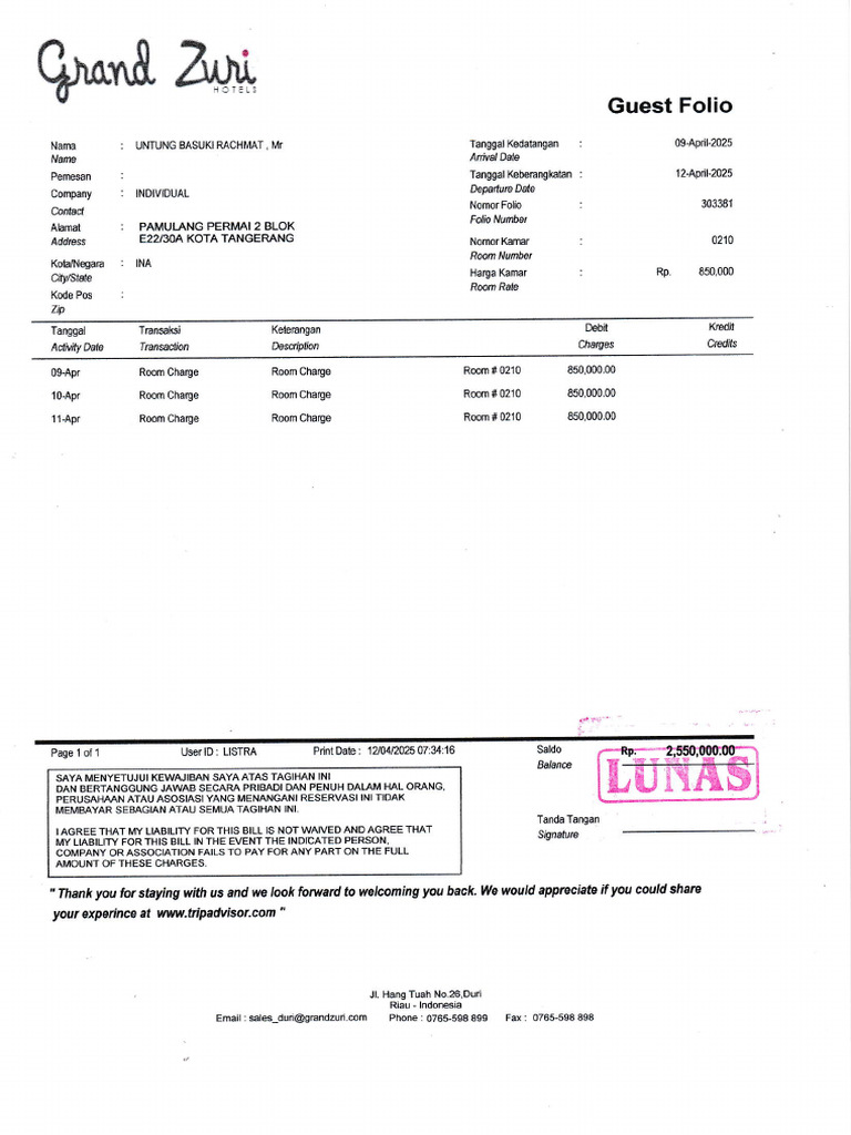 Bill room An Untung Basuki Rachmat | PDF