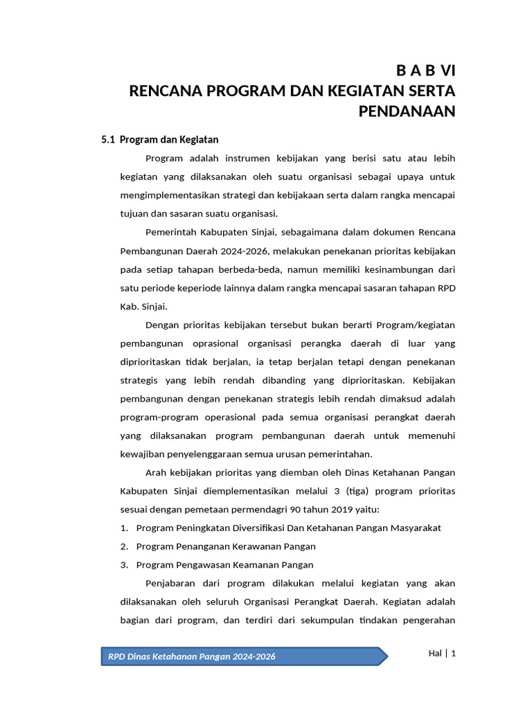 Bab 6 Rencana Program Dan Kegiatan Serta Pendanaan | PDF