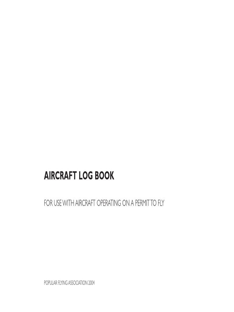 Aircraft Log Book for Permit to Fly | PDF | Aircraft | Aviation