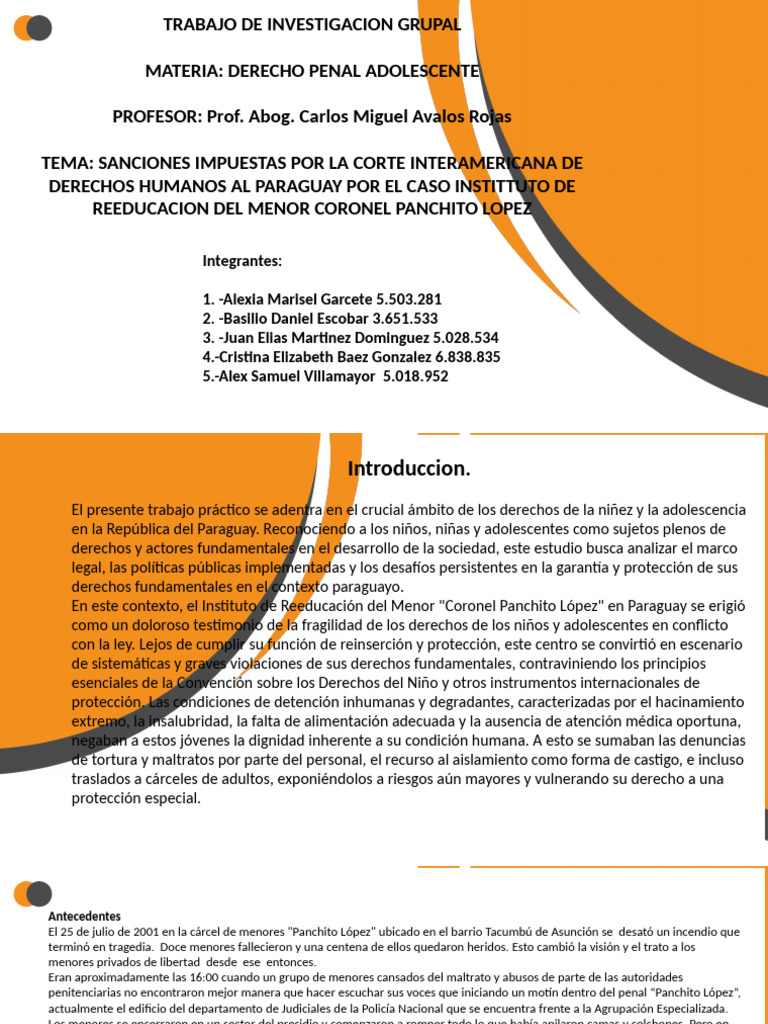 Presentacion TP Derecho Penal Adolescente | PDF | Derechos de los niños | Adopción
