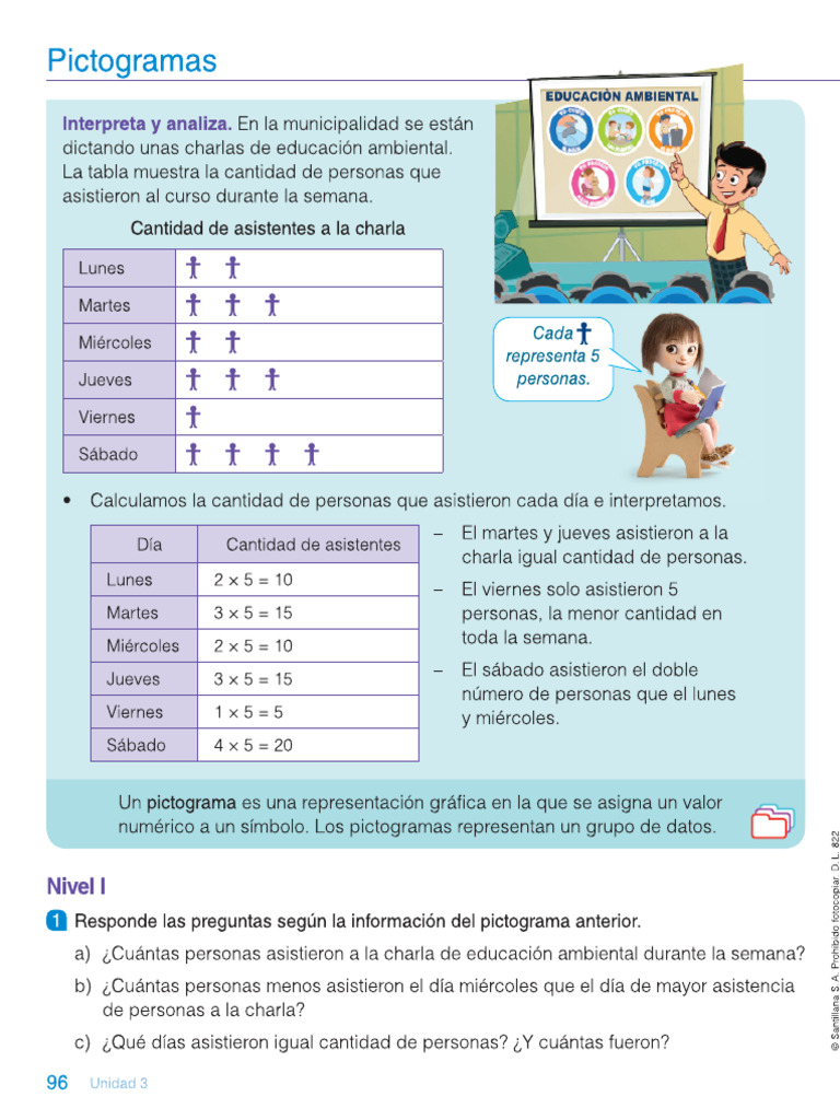 Ficha - Mat - Leemos Pictogramas | PDF