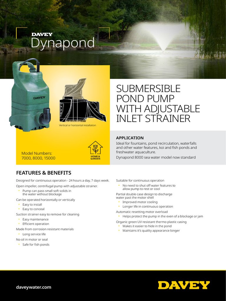 Davey Dynapond Datasheet | PDF | Pump | Materials