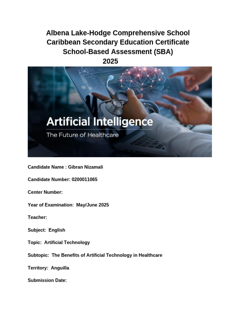 CSEC English SBA - Gibran Nizamali | PDF | Artificial Intelligence | Intelligence (AI) & Semantics