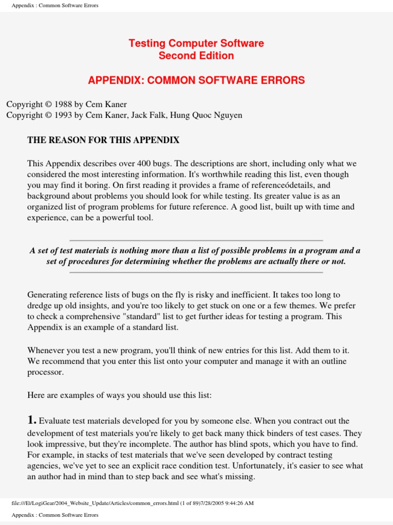 Common Software Errors | PDF
