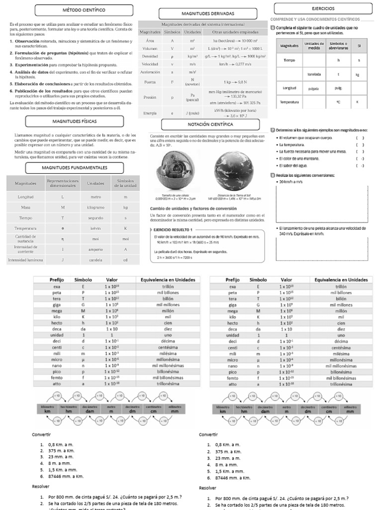 Metodo Cientifico - Magnitudes Físicas 5to Sec | PDF