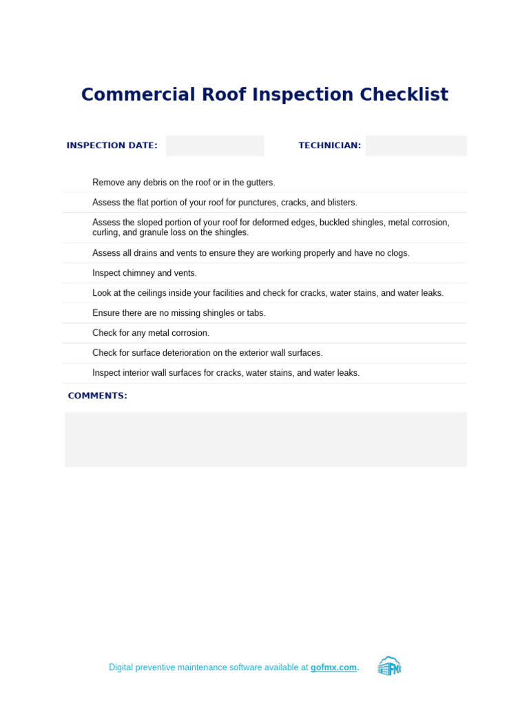 Commercial Roof Inspection Checklist | PDF