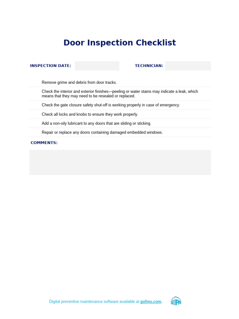 Door Inspection Checklist | PDF