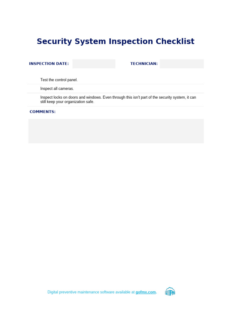Security System Inspection Checklist | PDF