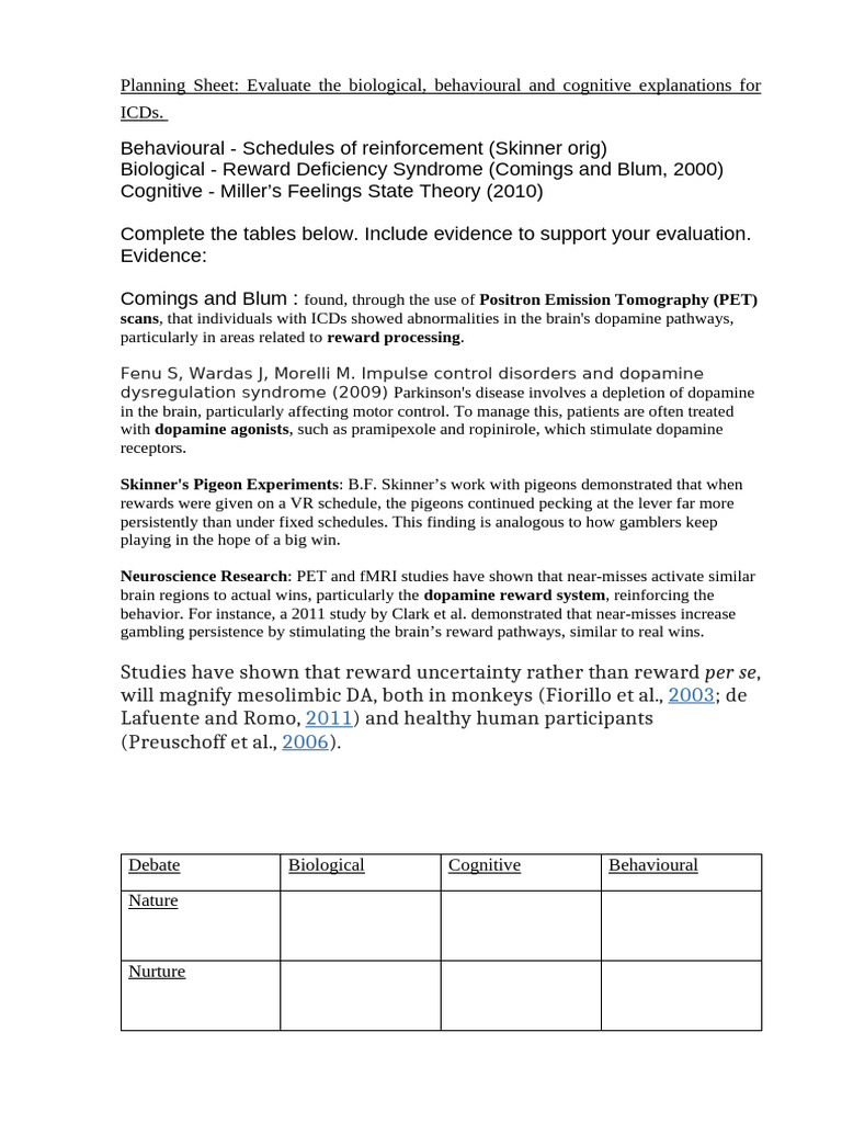 Planning Sheet Evaluate Ass 1 | PDF