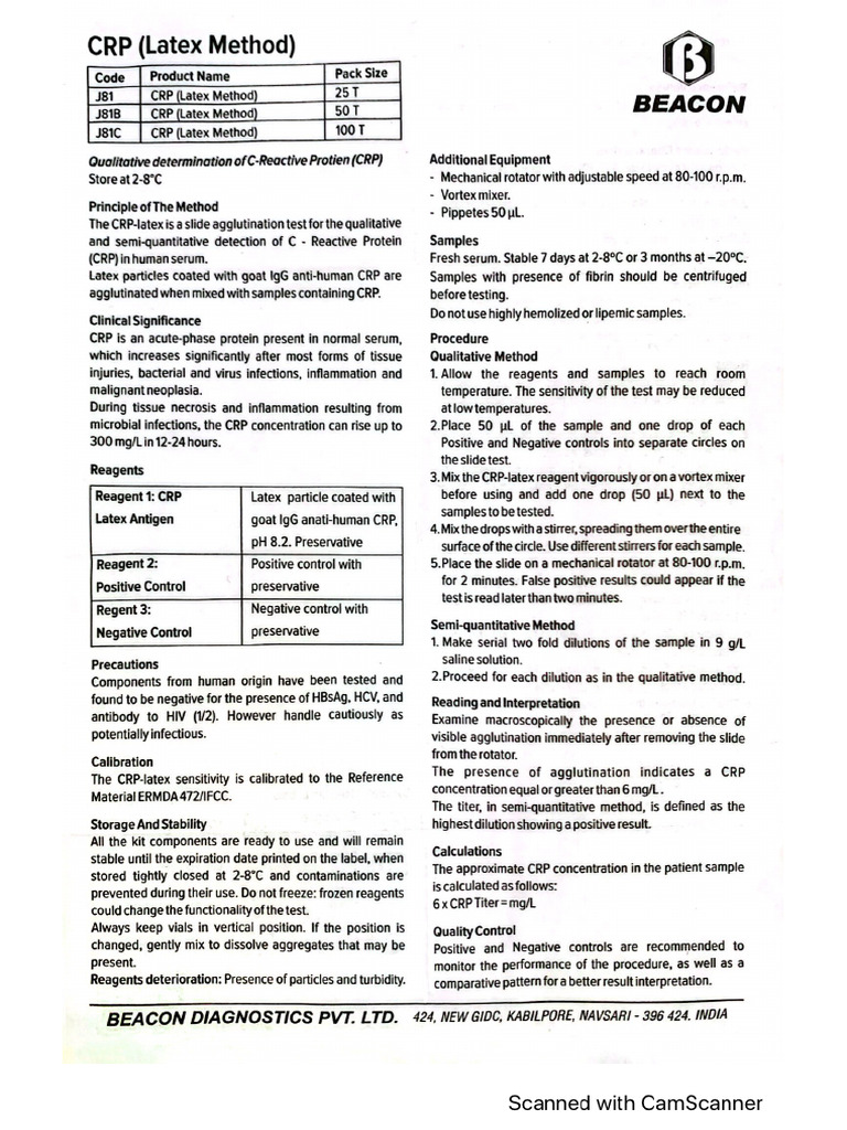 CRP Package Insert | PDF