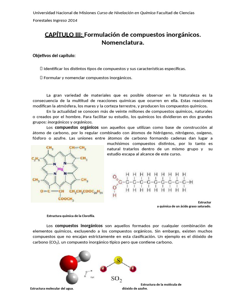 Formulación de Compuestos Inorgánicos. Nomenclatura | PDF | Óxido | Compuestos químicos