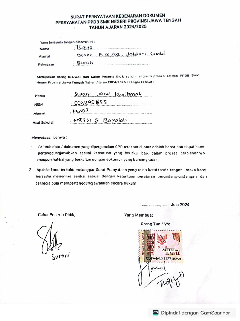 Pernyataan Surani | PDF