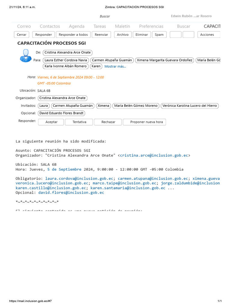 Zimbra - Capacitación Procesos Sgi | PDF