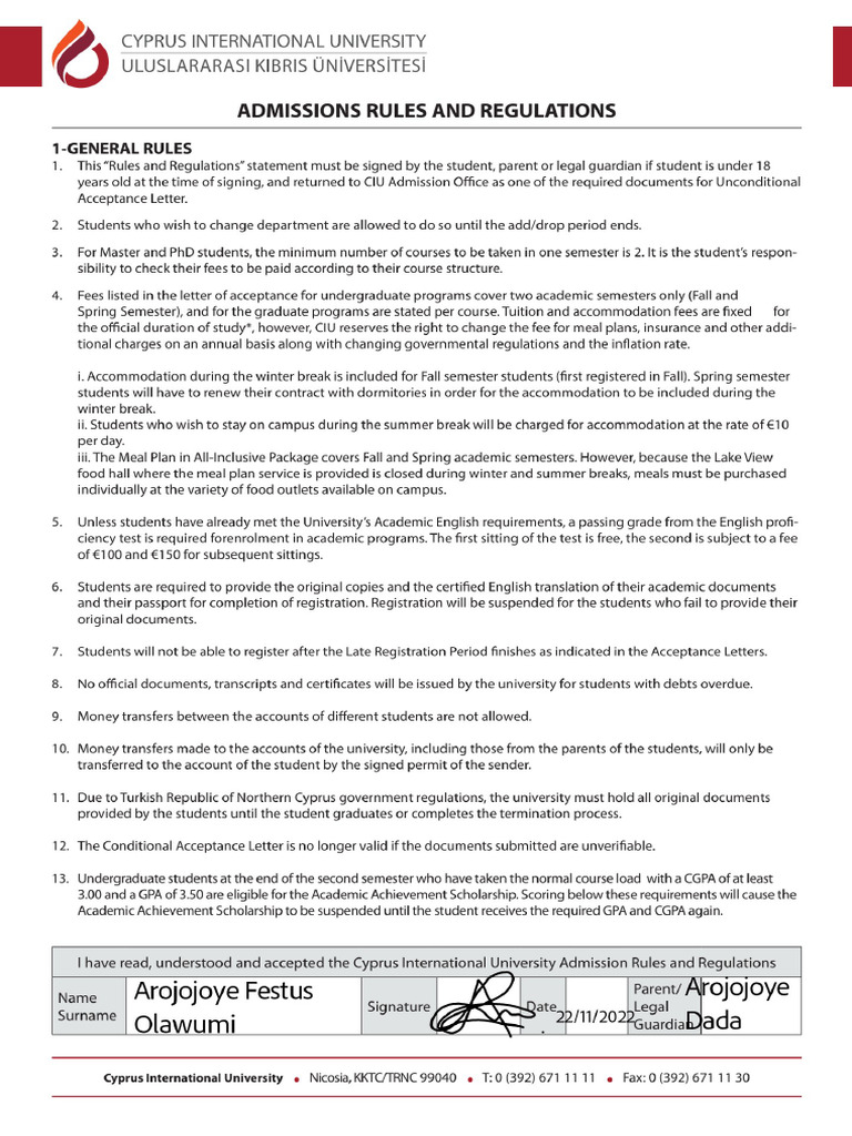 CIU-Admissions-Rules-and-Regulations-V4 | PDF