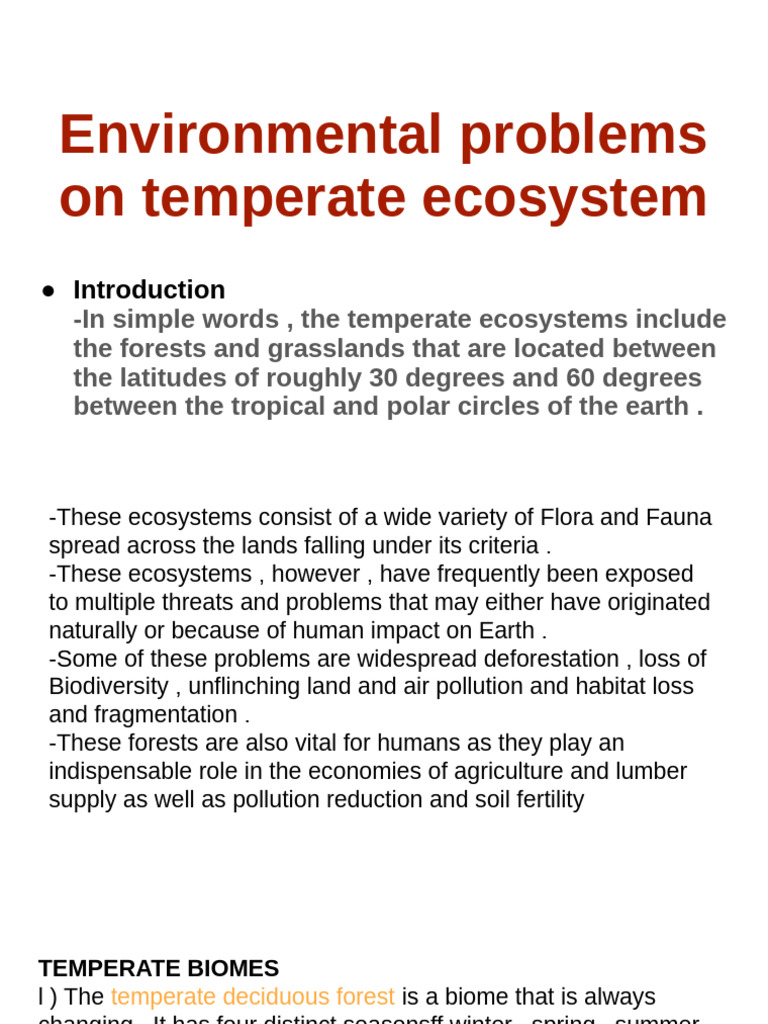 Presentation On Temperate Ecosystem | PDF | Forests | Grassland