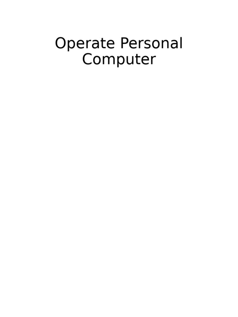 Operate Personal Computer | PDF