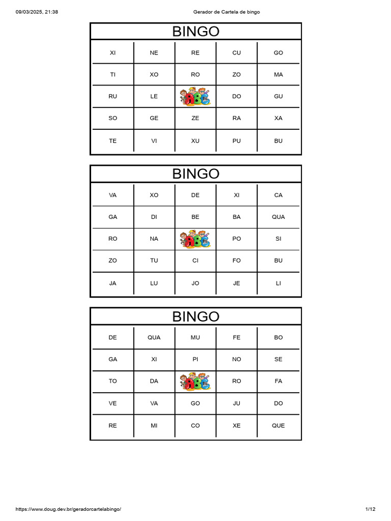 BINGO DAS SILABAS 10 A 14MARC | PDF