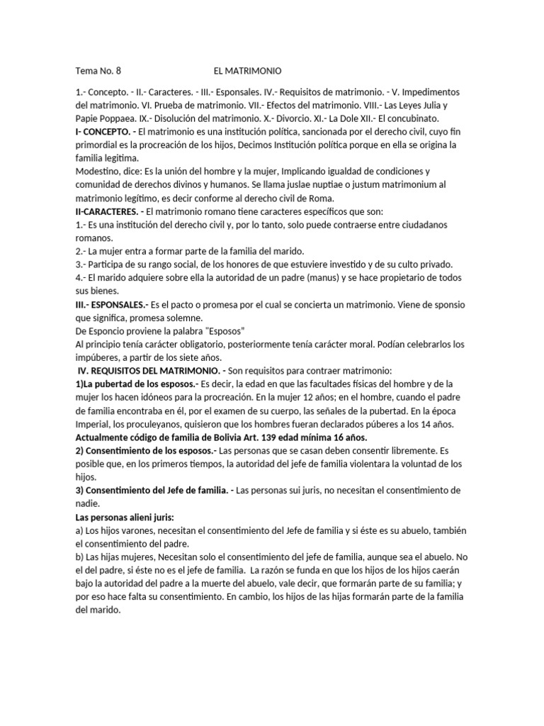 T9 El Matrimonio Der. Rom. | PDF | Matrimonio | Divorcio