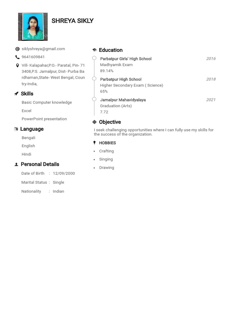 Shreya Sikly: Education | PDF