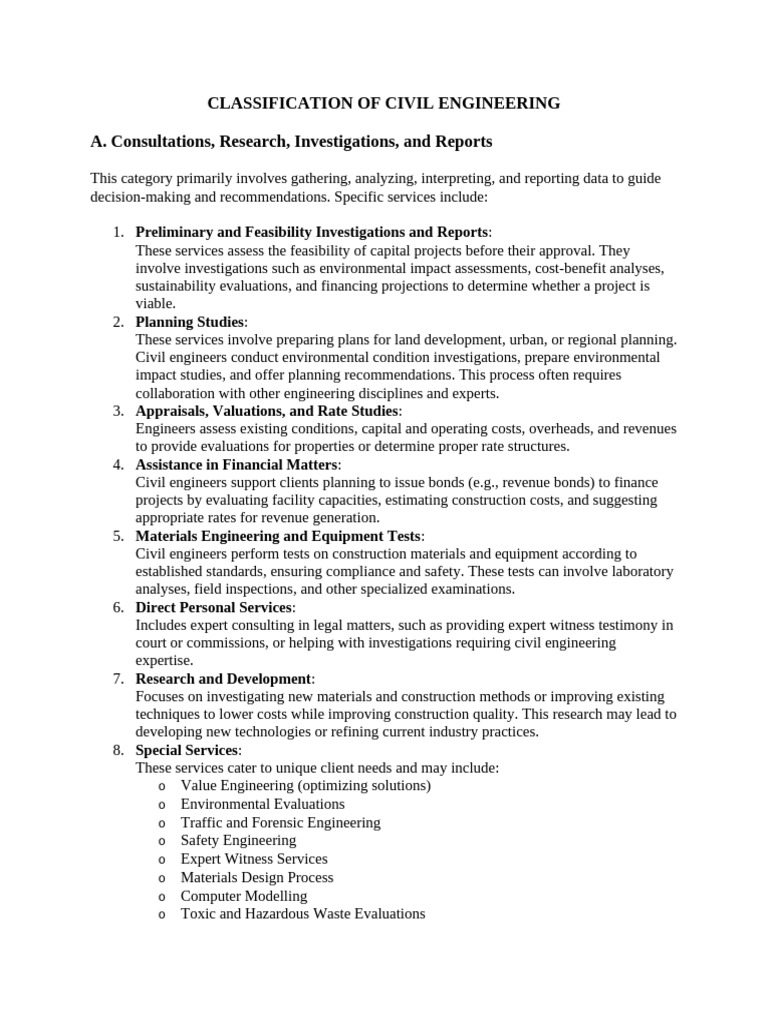 Classification of Civil Engineering | PDF | Engineer | Geotechnical ...