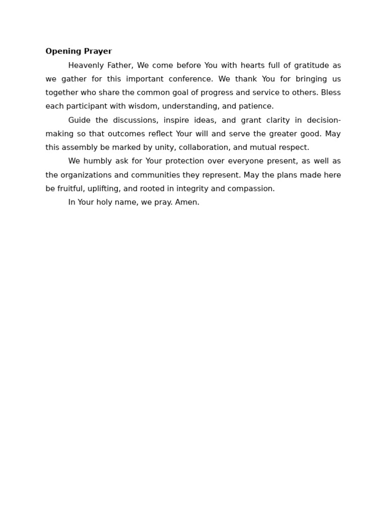 Conference Opening Prayer Guide | PDF