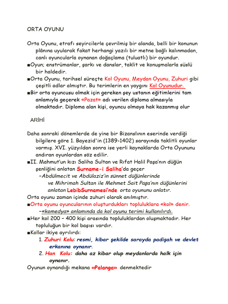 Orta Oyunu | PDF