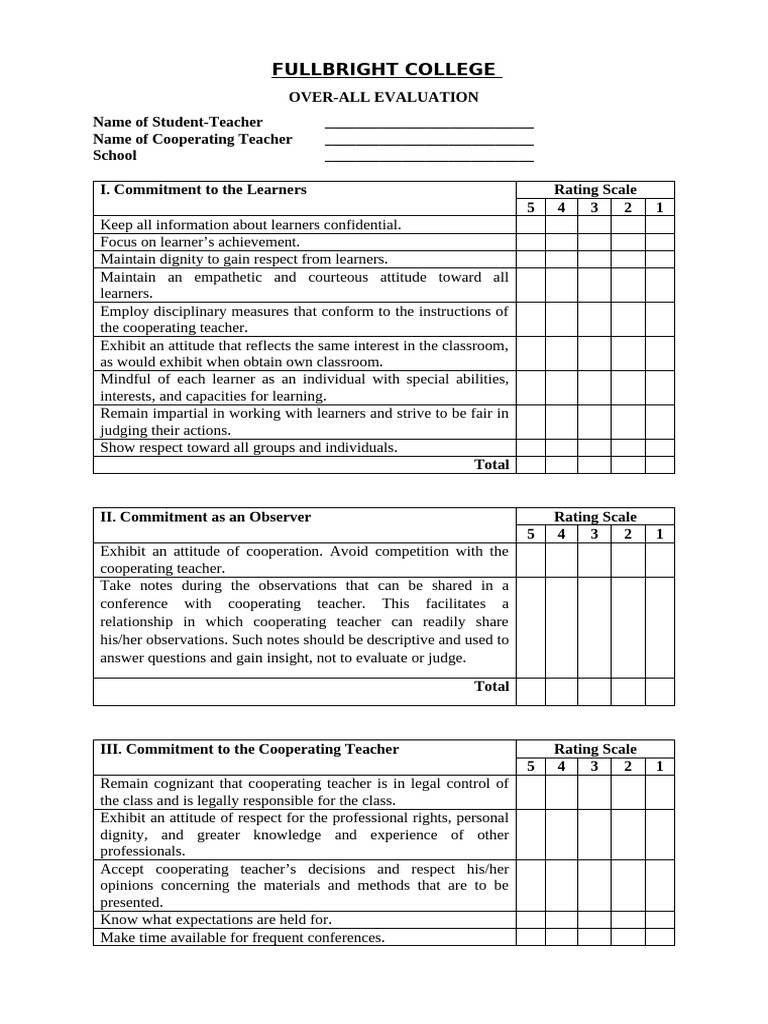 Student-Teacher Evaluation Form | PDF | Teachers | Learning