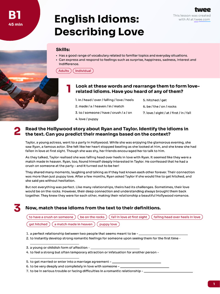 Love Idioms b1 | PDF