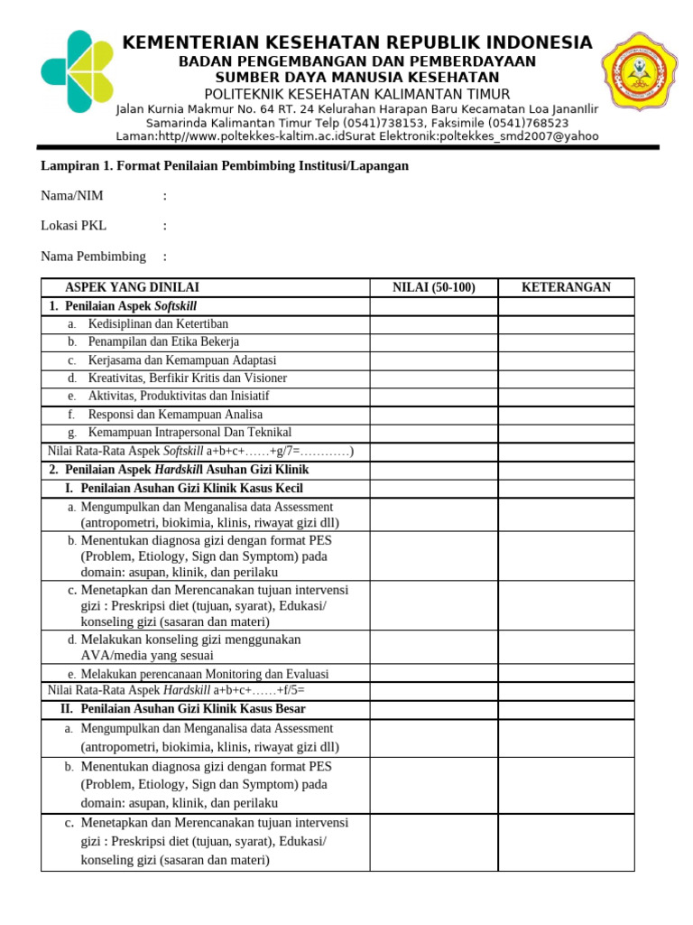 Form Nilai Gizi Klinik | PDF