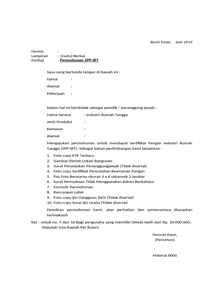 Permohonan P-IRT | PDF